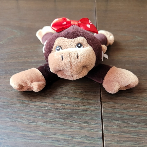 Toys | Dan Dee Brown Monkey Plush Tan Face Feet Red Bow Stuffed Animal ...